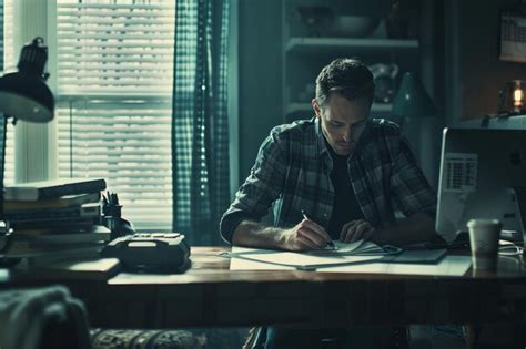 Premium Photo Screenwriter Analyzing Screenplay Structure On Sto