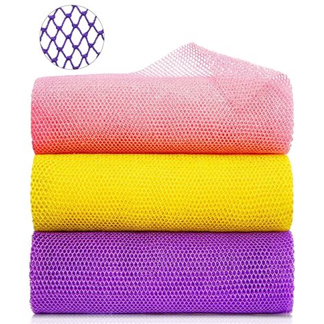 3 Pcs African Net Sponge, Exfoliating Washcloth, Long Net Bath Sponge Shower Body Scrubber ...