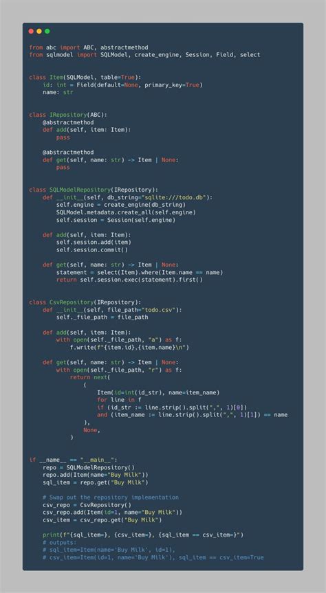 python cleancode designpatterns repositorypattern bob belderbos 13 comments