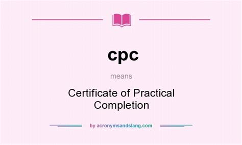 Cpc Certificate Of Practical Completion In Undefined By