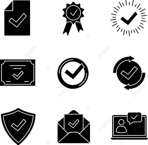 Approve Glyph Icons Set Vector Test Checked Vector Vector Test Checked PNG And Vector With