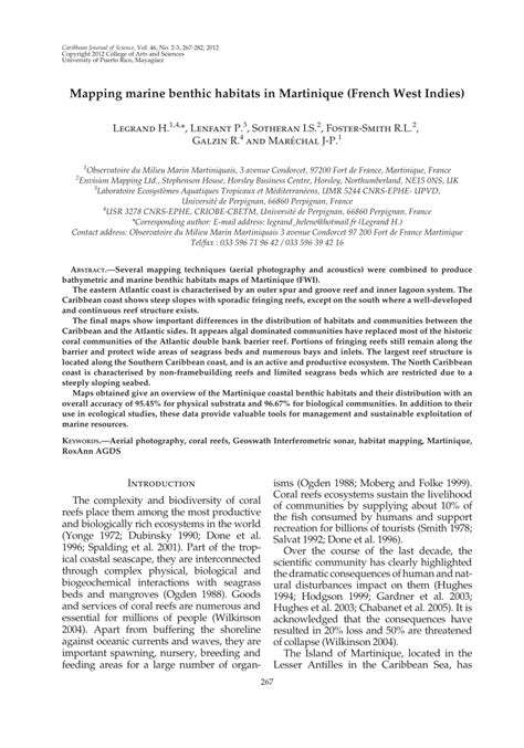Pdf Mapping Marine Benthic Habitats In Martinique French West Indies