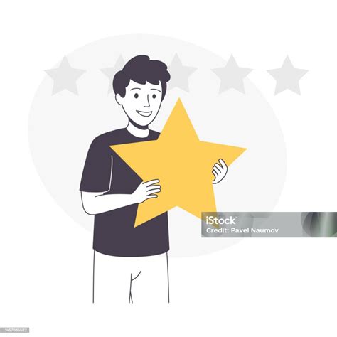 피드백 및 고객 리뷰 남자 캐릭터 보유 별 등급 서비스 벡터 일러스트 레이 션 계급에 대한 스톡 벡터 아트 및 기타 이미지 계급 고객 긍정적인 감정 표현 Istock