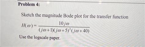 Solved Sketch The Magnitude Bode Plot For The Transfer