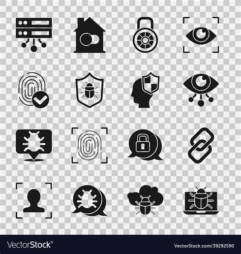 Set System Bug On Monitor Chain Link Eye Scan Vector Image