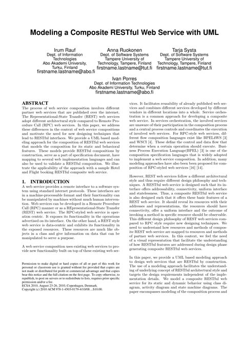 Pdf Modeling A Composite Restful Web Service With Uml