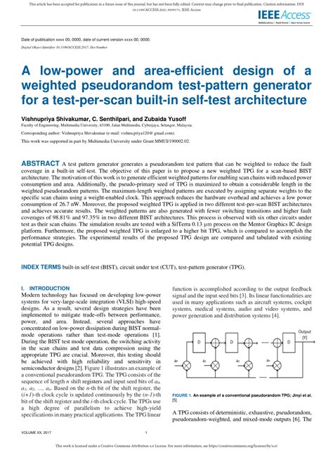 pdf a low power and area efficient design of a weighted pseudorandom