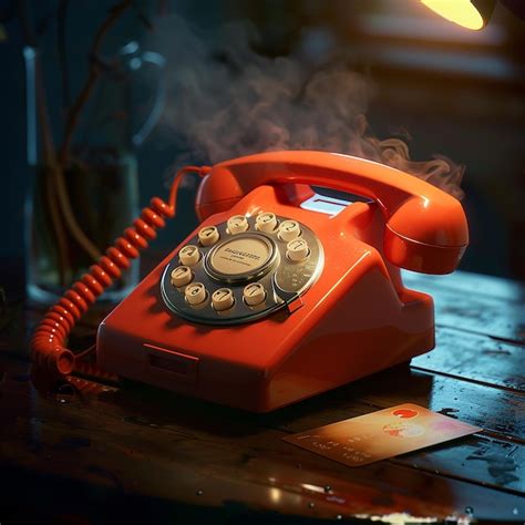 A Red Telephone With A Red Cord That Sayscallon It Premium AI Generated Image