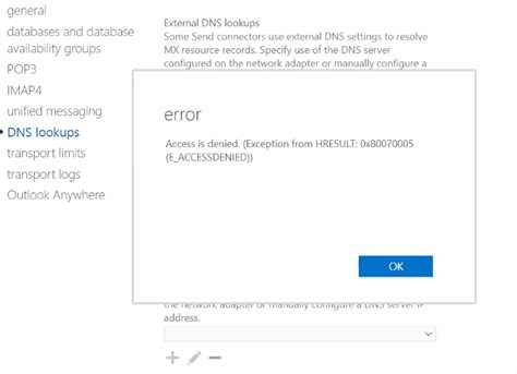 hresult 80070005 in ecp after install kb5023697 windows server 2016