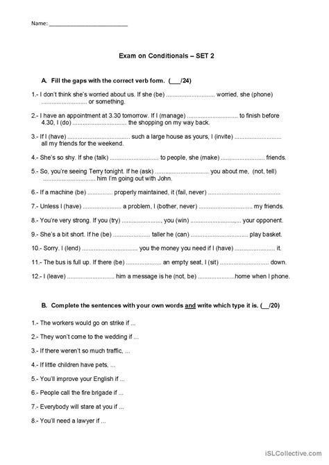 Exam On Conditional Types 0 1 And 2… English Esl Worksheets Pdf And Doc