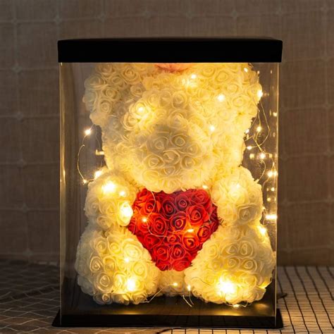 Urmagic Rose Bear Flower Bears With T Box And Light