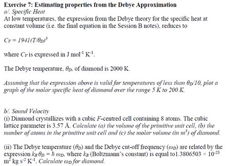 Solved Exercise 7 Estimating Properties From The Debye