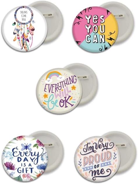 D2c® Plastic Motivational Quotes Round Pin Button Badge Perfect For