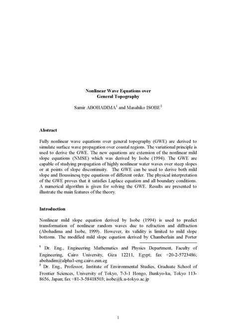 Pdf Nonlinear Wave Equations Over General Topography