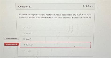 Solved An Object When Pushed With A Net Force F Has An Chegg