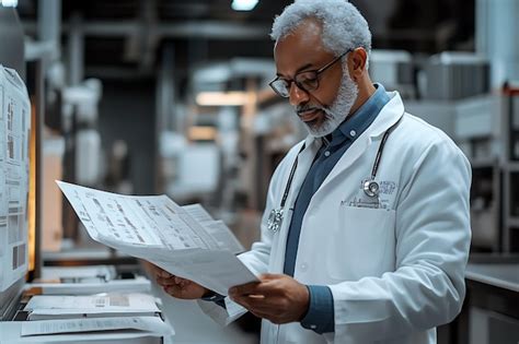 Doctor Analyzing Medical Test Results For Disease Diagnosis Premium