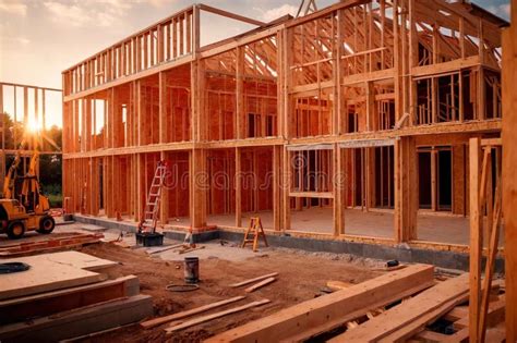 Construction Of New Residential House Building Framework Work Site