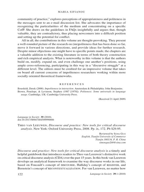 Theo Van Leeuwen Discourse And Practice Pdf Discourse Linguistics