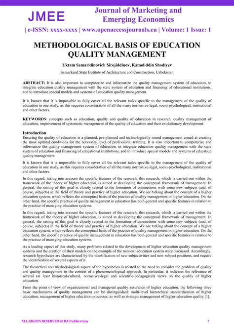 Pdf Methodological Basis Of Education Quality Management