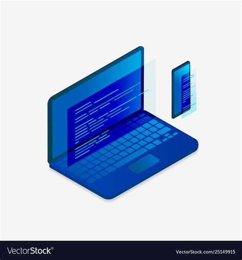 Web Development Isometric Concept Programming Vector Image