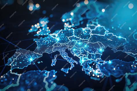 Premium Photo Abstract Digital Map Of Western Europe Concept Of European Global Network And
