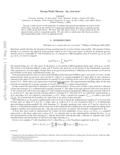 Pdf Group Field Theory An Overview