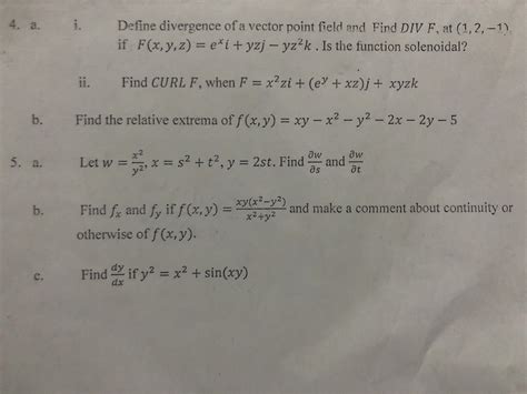 A I Define Divergence Of A Vector Point Field And Find Div F At 1 2