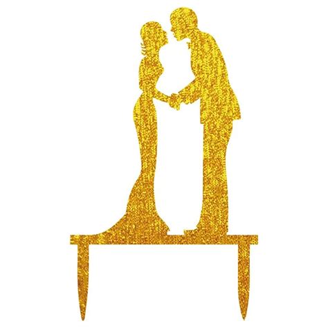 Badu Bg Многоцветни знамена за сватбена торта Булка Младоженец Акрилен топер за торта за