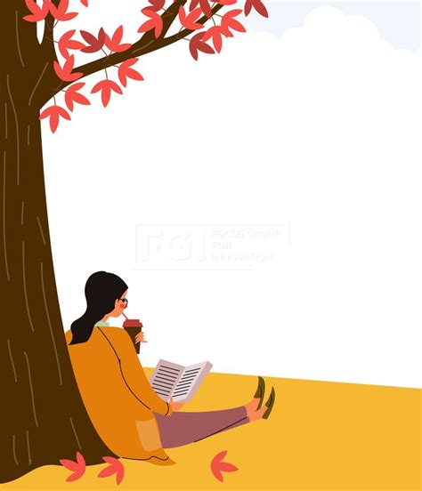 Sill247 프리진 일러스트 사람 생활 독서 라이프 벡터 에프지아이 캐릭터 나무 단풍잎 단풍 단풍나무 식물 전신 모던 모던한 심플한 심플