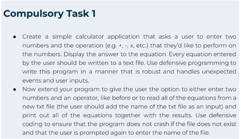 Solved Create A Simple Calculator Application That Asks A