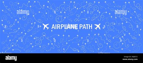 Airplane Or Aeroplane Routes Path Big Set Travel Concept From Start