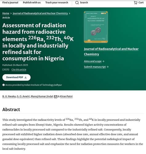 Publication Research Jrnc Radiation Radioactive Element Manoj