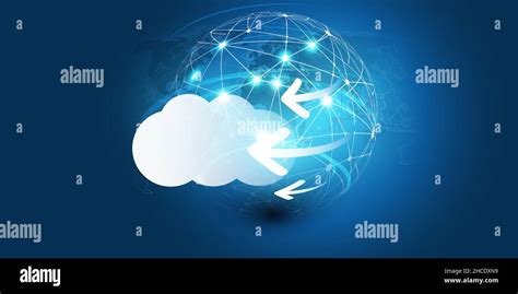 Cloud Computing Design Concept Digital Connections Technology Background With Earth Globe