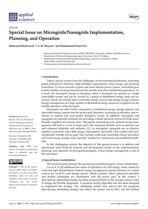 Pdf Special Issue On Microgridsnanogrids Implementation Planning