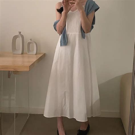 리얼코코 산토리니 끈나시 롱원피스 2 Color 코튼데이트룩뷔스티에나시원피스