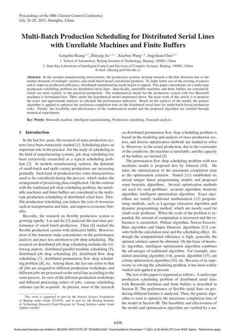 Pdf Multi Batch Production Scheduling For Distributed Serial Lines With Unreliable Machines