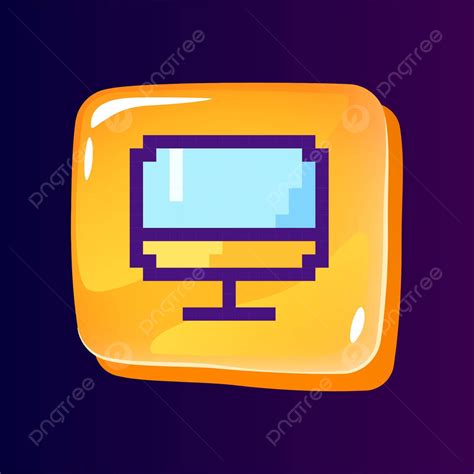 Glossy Computer Ui Button With A Color Icon In Pixelated Style Vector Ui Appliance Color PNG