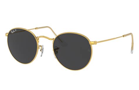 Round Metal Classic Sunglasses in Shiny Gold and Black | Ray-Ban®