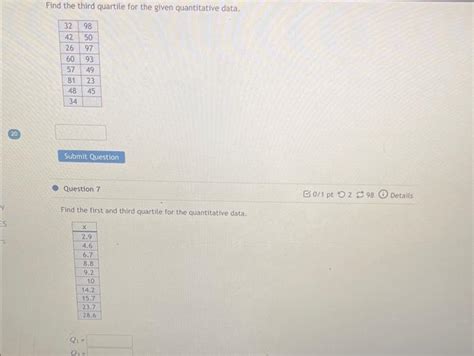 Solved Find The Third Quartile For The Given Quantitative