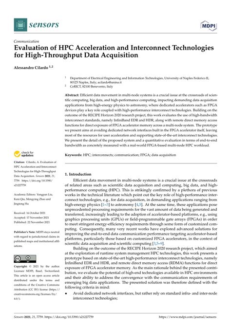 Pdf Evaluation Of Hpc Acceleration And Interconnect Technologies For High Throughput Data
