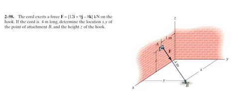 Solved 2 98 The Cord Exerts A Force F {121 9 8k} Kn On