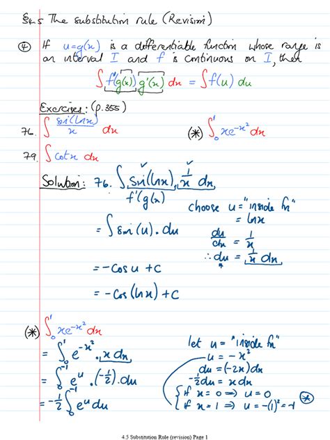 4 5 Substitution Rule Revision 23jul Pdf