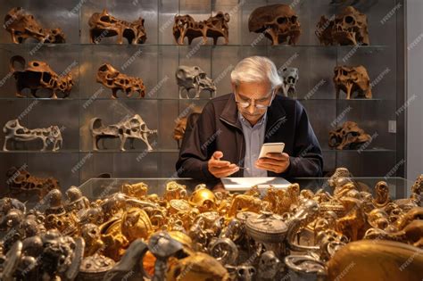 Curator Examining Artifacts In The Museum Premium Ai Generated Image