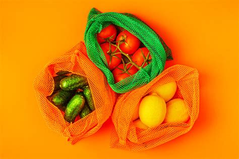 재사용 가능한 섬유 메쉬 백에 신선한 과일과 야채 친환경 쇼핑 0에 대한 스톡 사진 및 기타 이미지 0 가방 감소 Istock