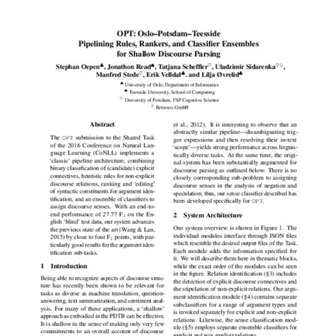 Opt Oslopotsdamteesside Pipelining Rules Rankers And Classifier Ensembles For Shallow
