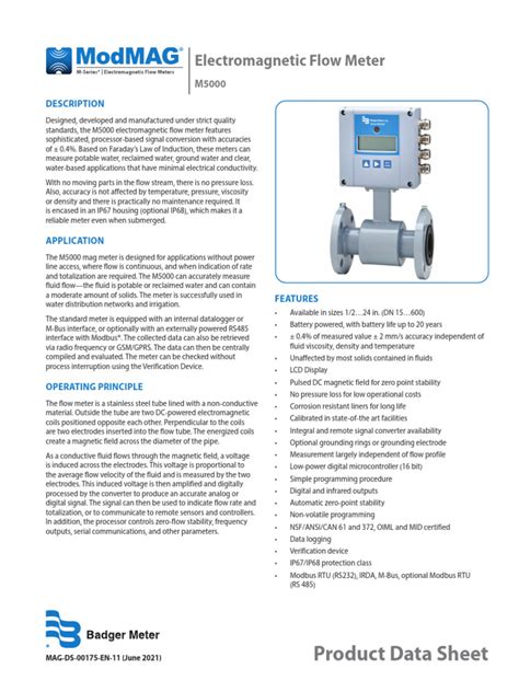 Electromagnetic Flow Meter Data Sheet Pdf Flow Measurement Vacuum