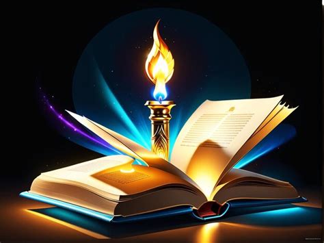 Premium AI Image Enlightening Pages Torch On An Open Book