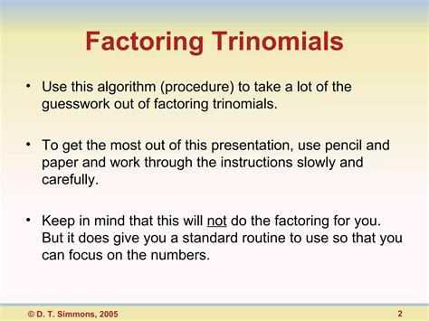 Factoring Trinomials PPT