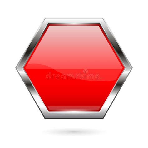 Red Glass Button Shiny Rectangle 3d Web Icon Stock Vector