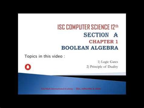 Boolean Algebra Logic Gates Duality Principle Java Programs ISC ICSE